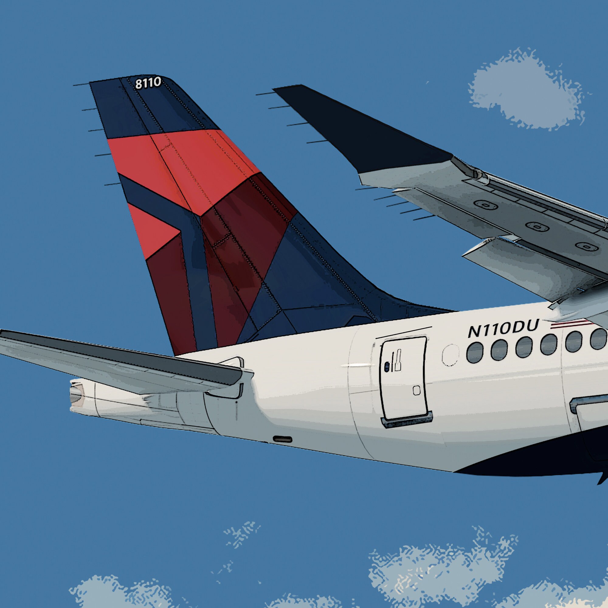 Delta Air Lines Airbus A220 Poster Fine Aviation Artwork Airplane ...