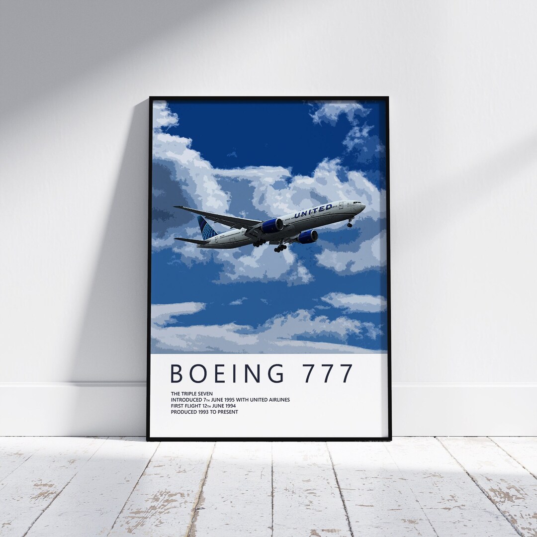 United Airlines Boeing 777 Poster Aviation Art for Pilots & Enthusiasts ...