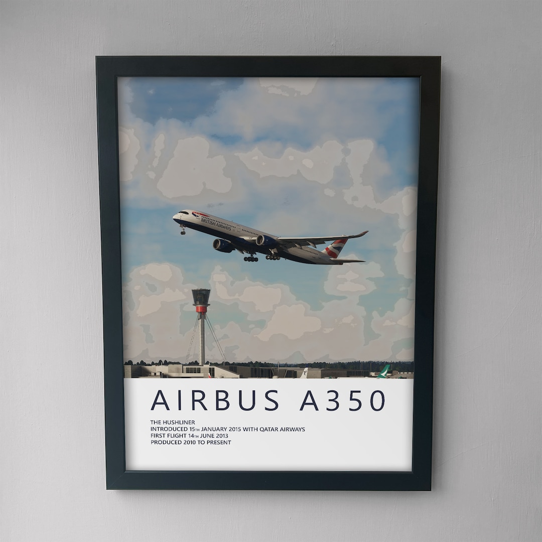British Airways Airbus A350 Poster - Heathrow - Plane Art for Aviation ...