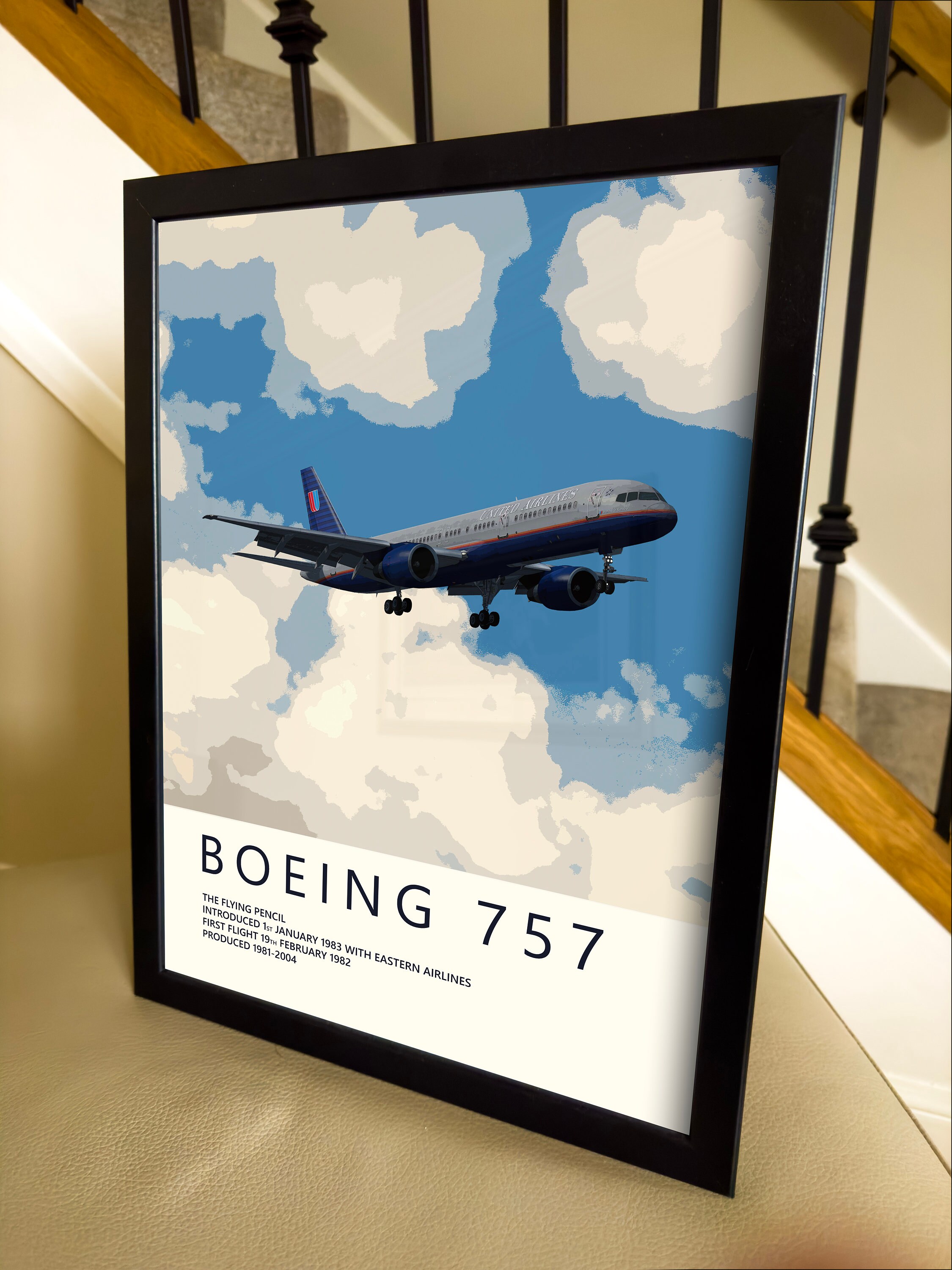 United Airlines Boeing 757 Poster Fine Aviation Artwork Fantastic Gift ...