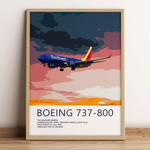 Southwest Boeing 737 Poster | Detailed Aviation Art Print | Civil ...