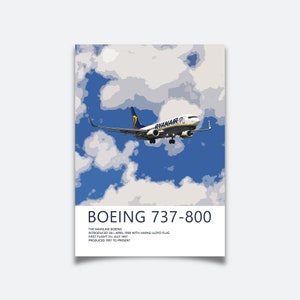 Ryanair Boeing 737 Poster - Plane Art for Aviation Enthusiasts & Pilot ...