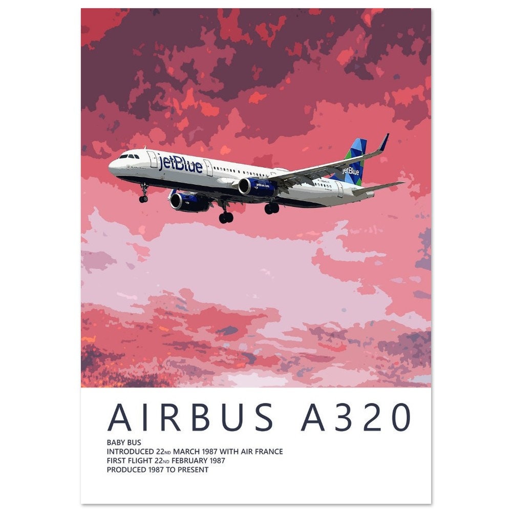 Jetblue Airbus A320 Poster, Gift for Pilot, Aviation Poster, Aviation ...