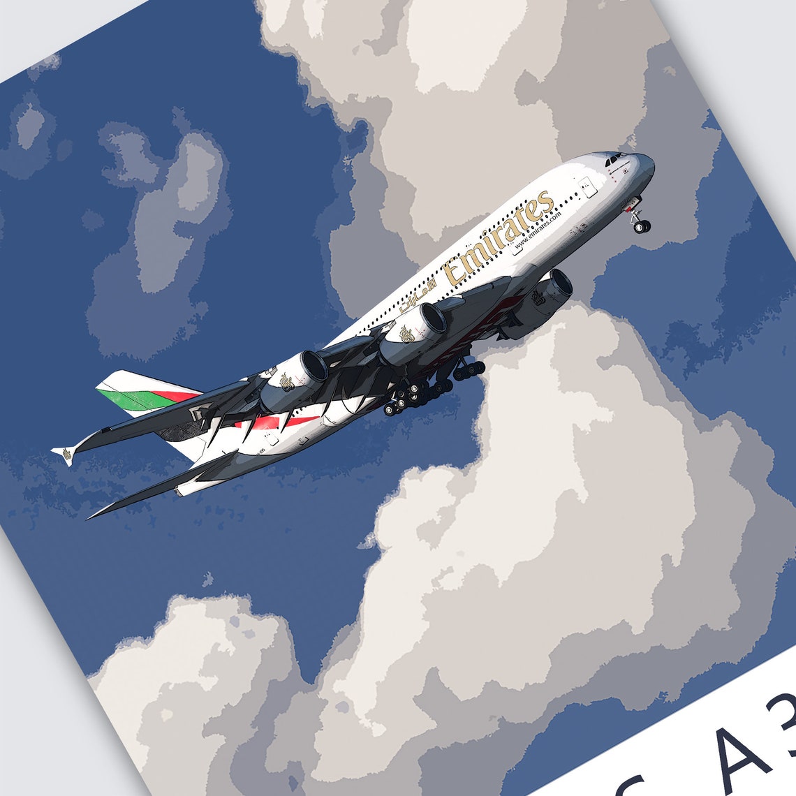 Emirates Airbus A380 Poster - Aviation Art & Pilot Gifts - Airline ...