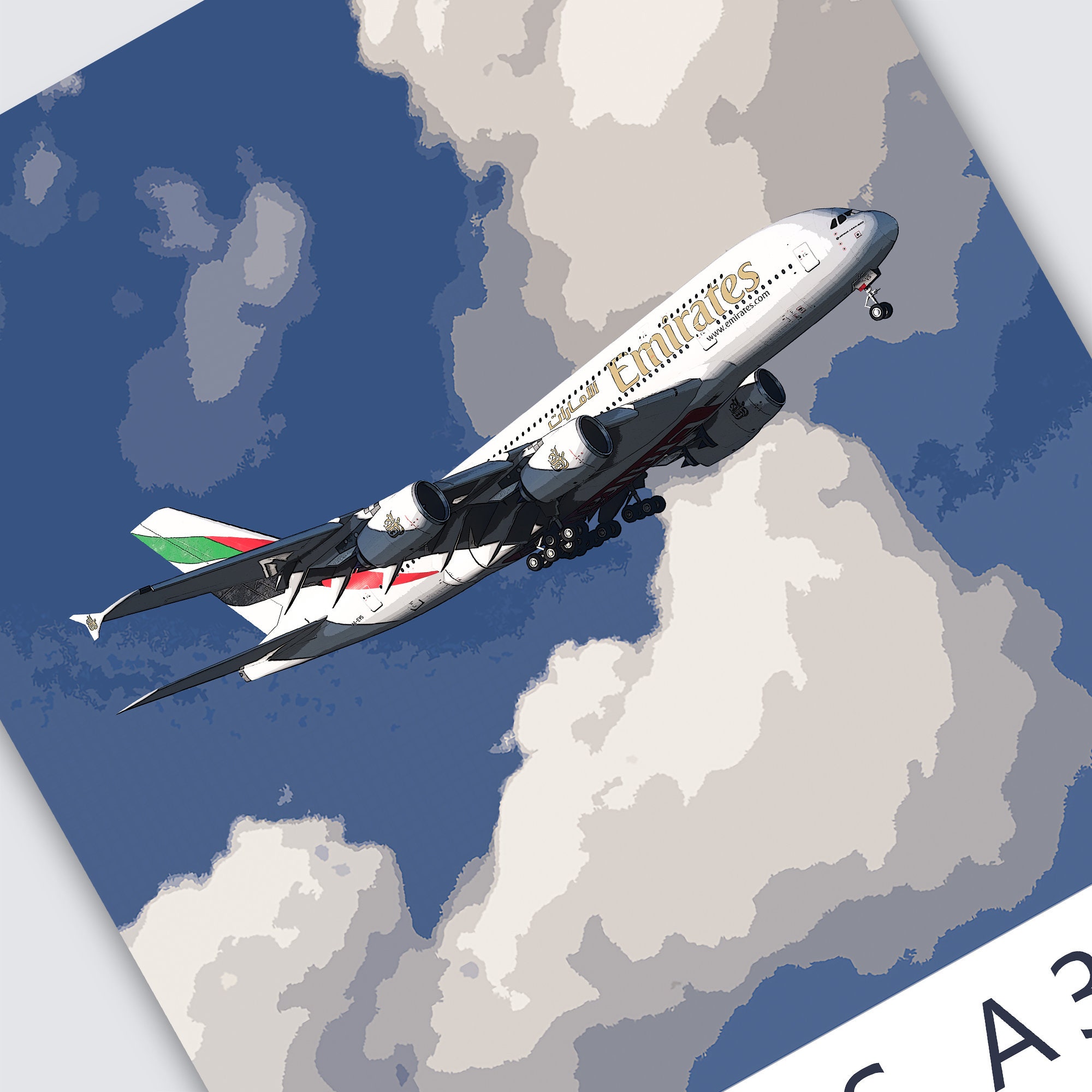 Emirates Airbus A380 Poster - Aviation Art & Pilot Gifts - Airline ...