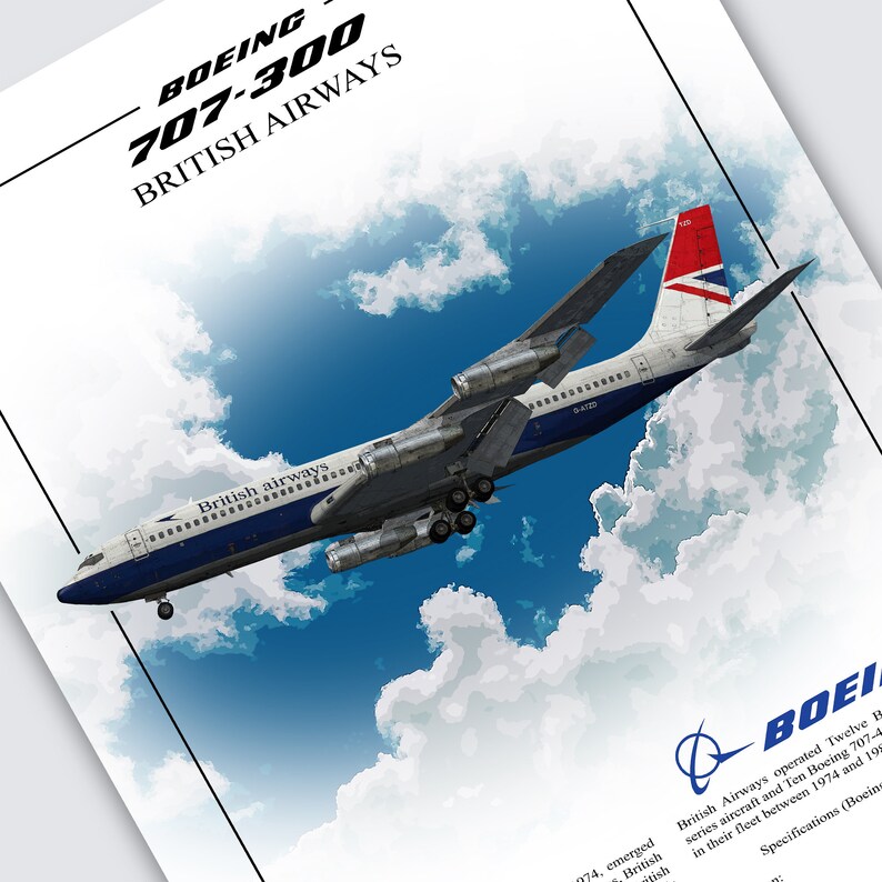 British Airways Boeing 707 Poster - Aviation Art for Pilots ...
