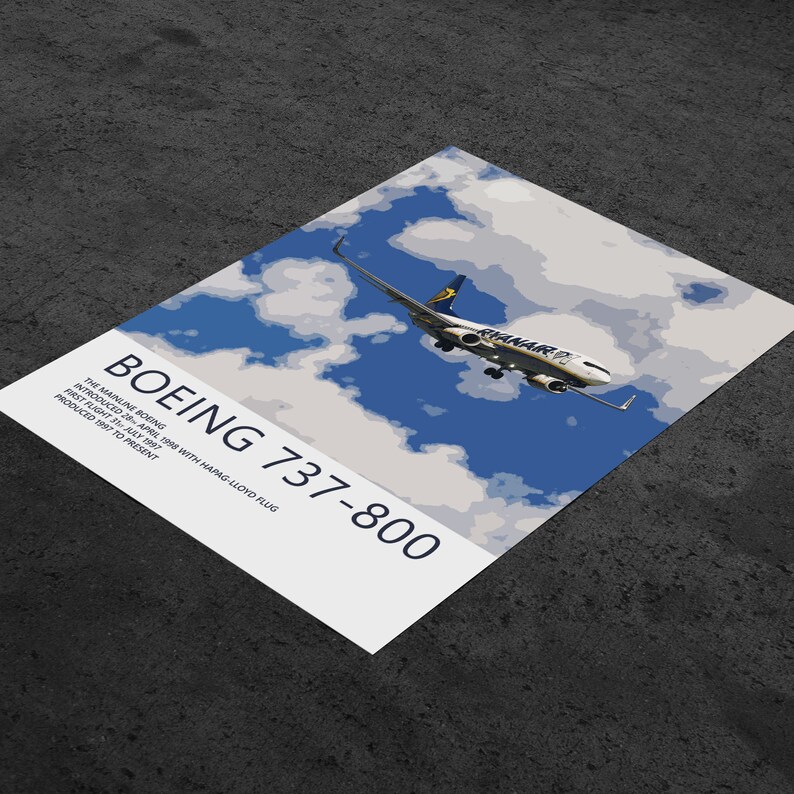 Ryanair Boeing 737 Poster - Plane Art for Aviation Enthusiasts & Pilot ...