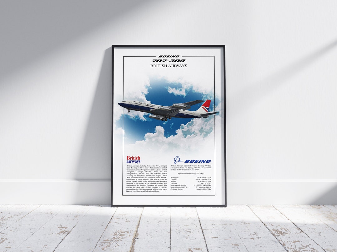 British Airways Boeing 707 Poster Boeing Artwork Gift for - Etsy