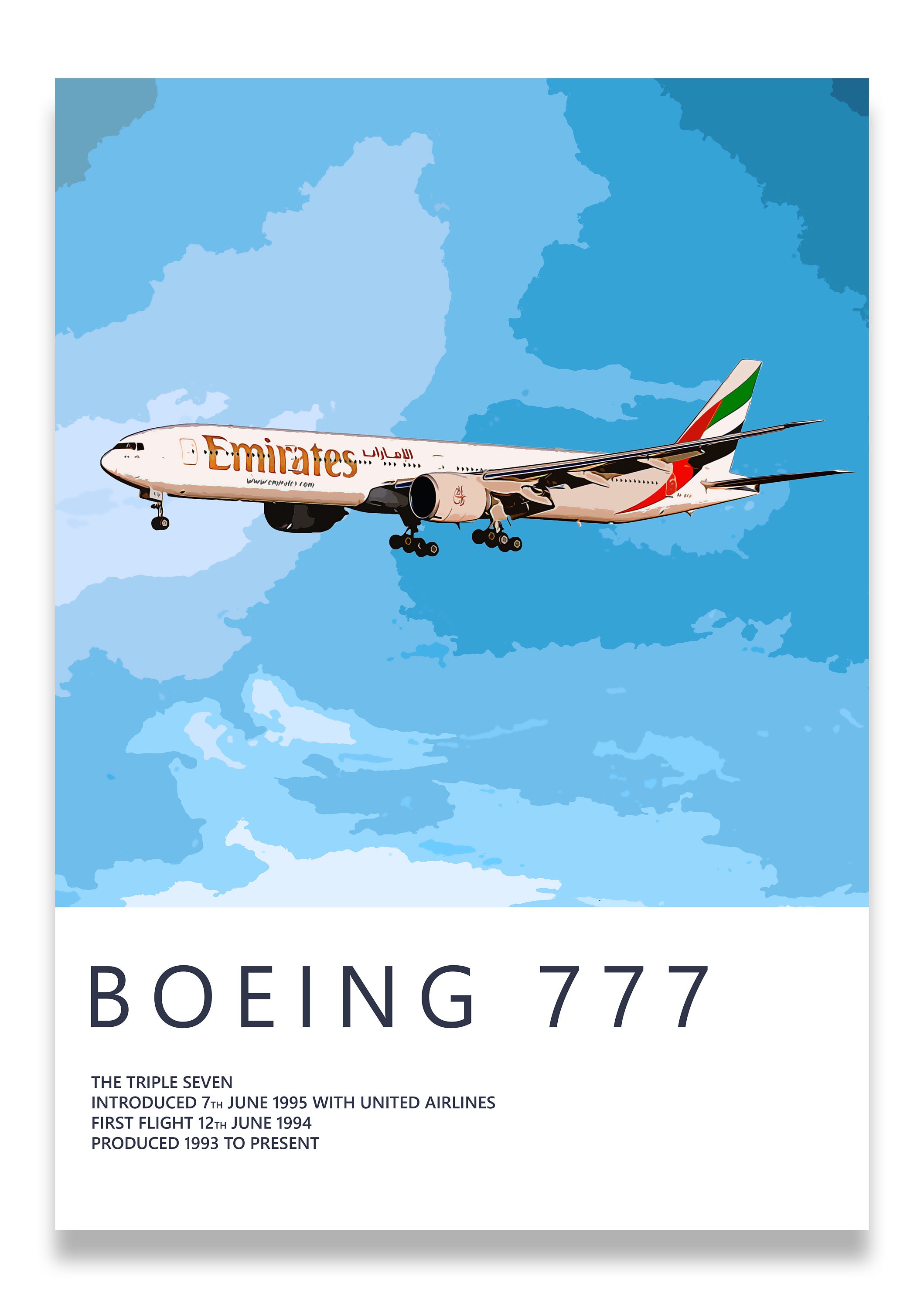 Emirates Boeing 777 Poster, Gift for Pilot, Aviation Poster, Aviation ...