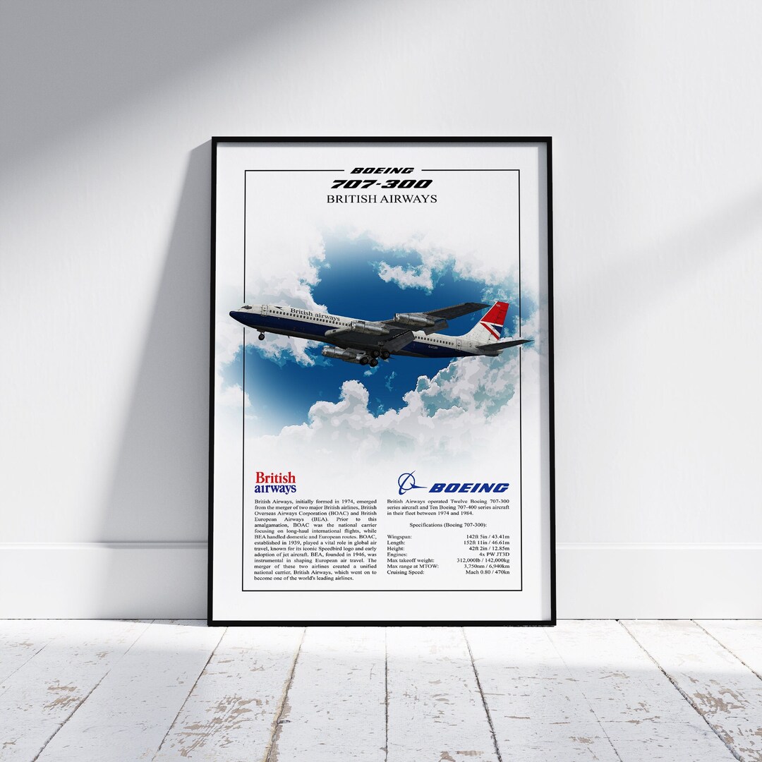 British Airways Boeing 707 Poster - Aviation Art for Pilots ...