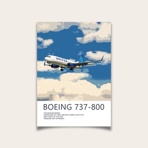 United Airlines Boeing 737 Poster Plane Art for Aviation Enthusiasts ...