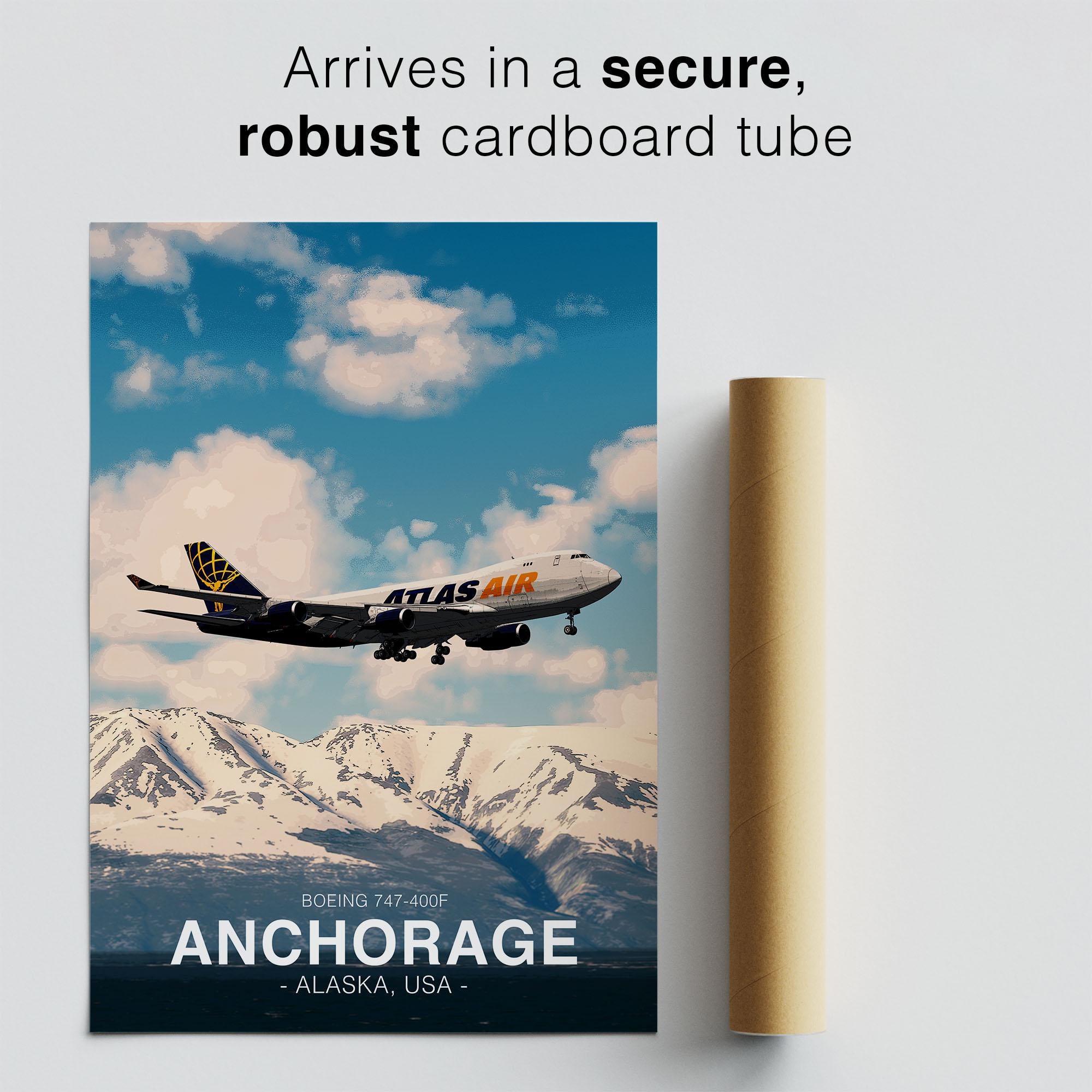 Atlas Air Boeing 747 Poster | Anchorage Alaska Landscape | Aviation Art ...