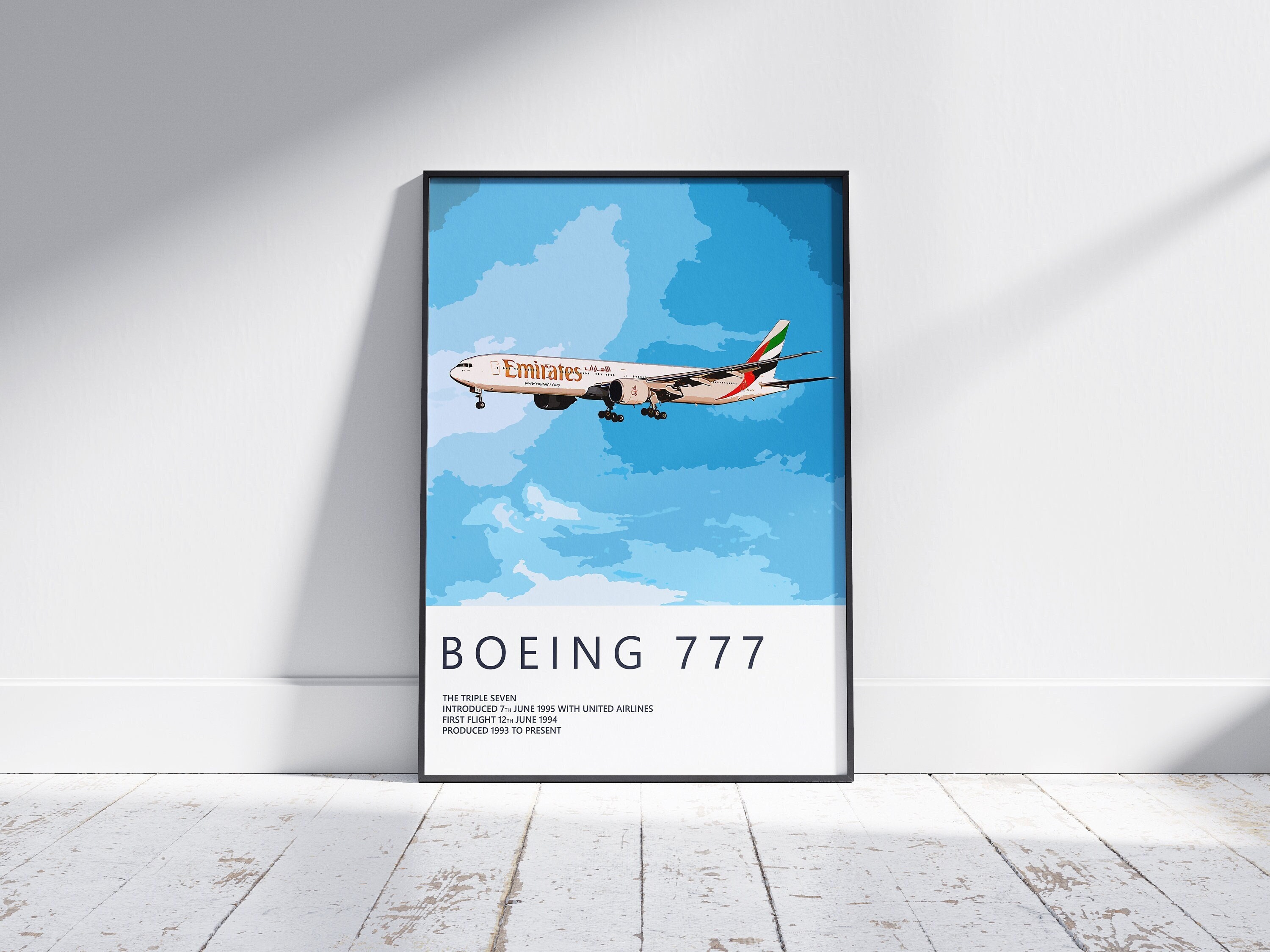 Emirates Boeing 777 Poster, Gift for Pilot, Aviation Poster, Aviation ...