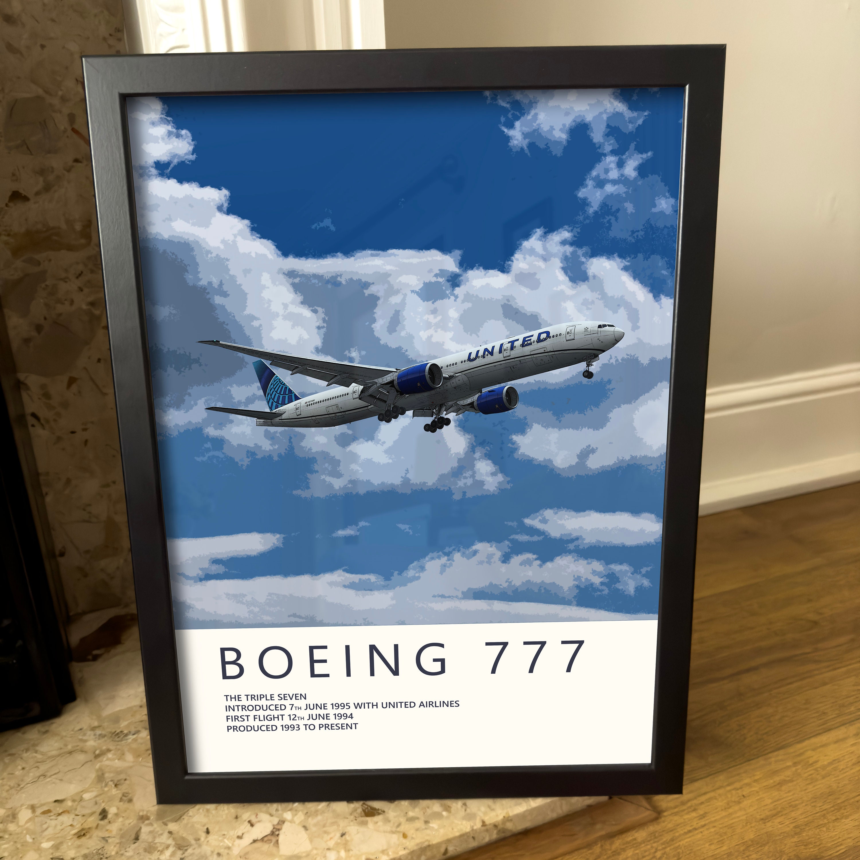 United Airlines Boeing 777 Poster Fine Aviation Artwork Fantastic Gift ...