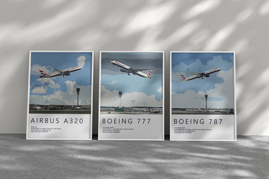 British Airways Heathrow Poster Bundle, Aviation Poster, Aviation Art ...