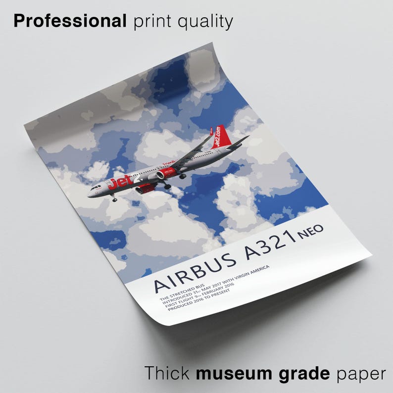 Jet2 Airbus A321 Neo Print, Aviation Art, Airliner Art Prints, Pilot ...