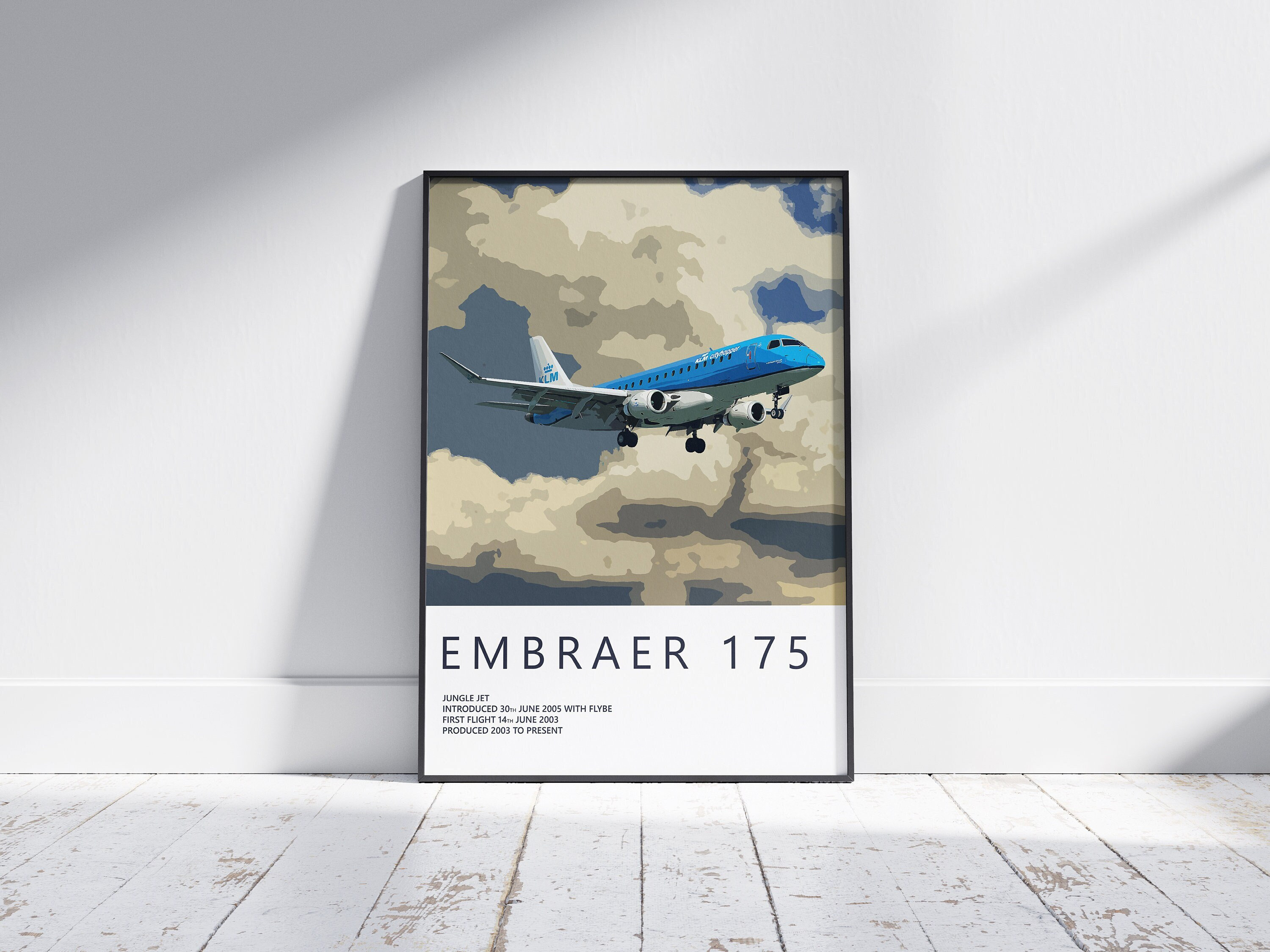 KLM Embraer 175 Poster, Gift for Pilot, Aviation Poster, Aviation ...