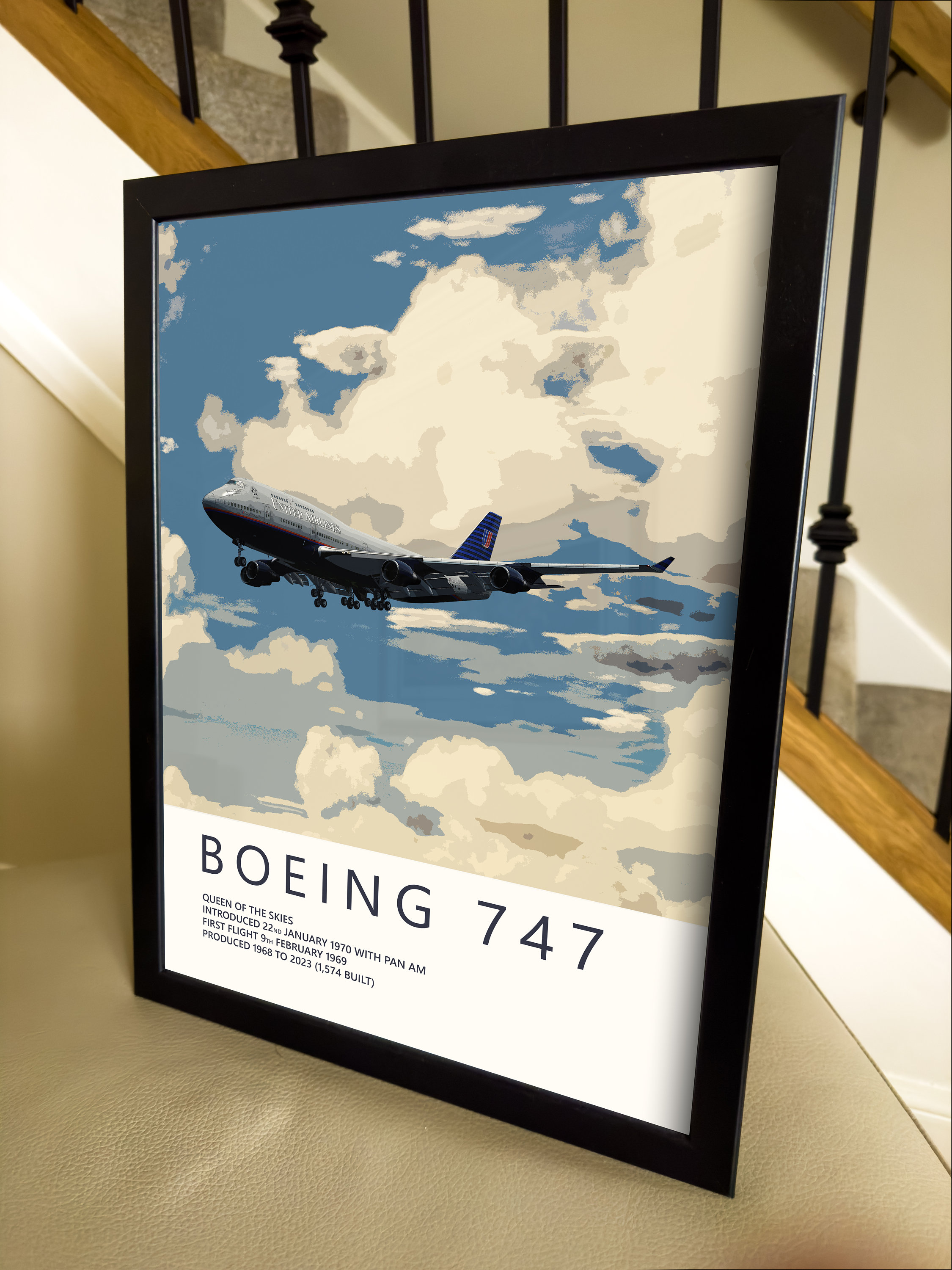 United Airlines Boeing 747 Poster Fine Aviation Artwork Fantastic Gift ...