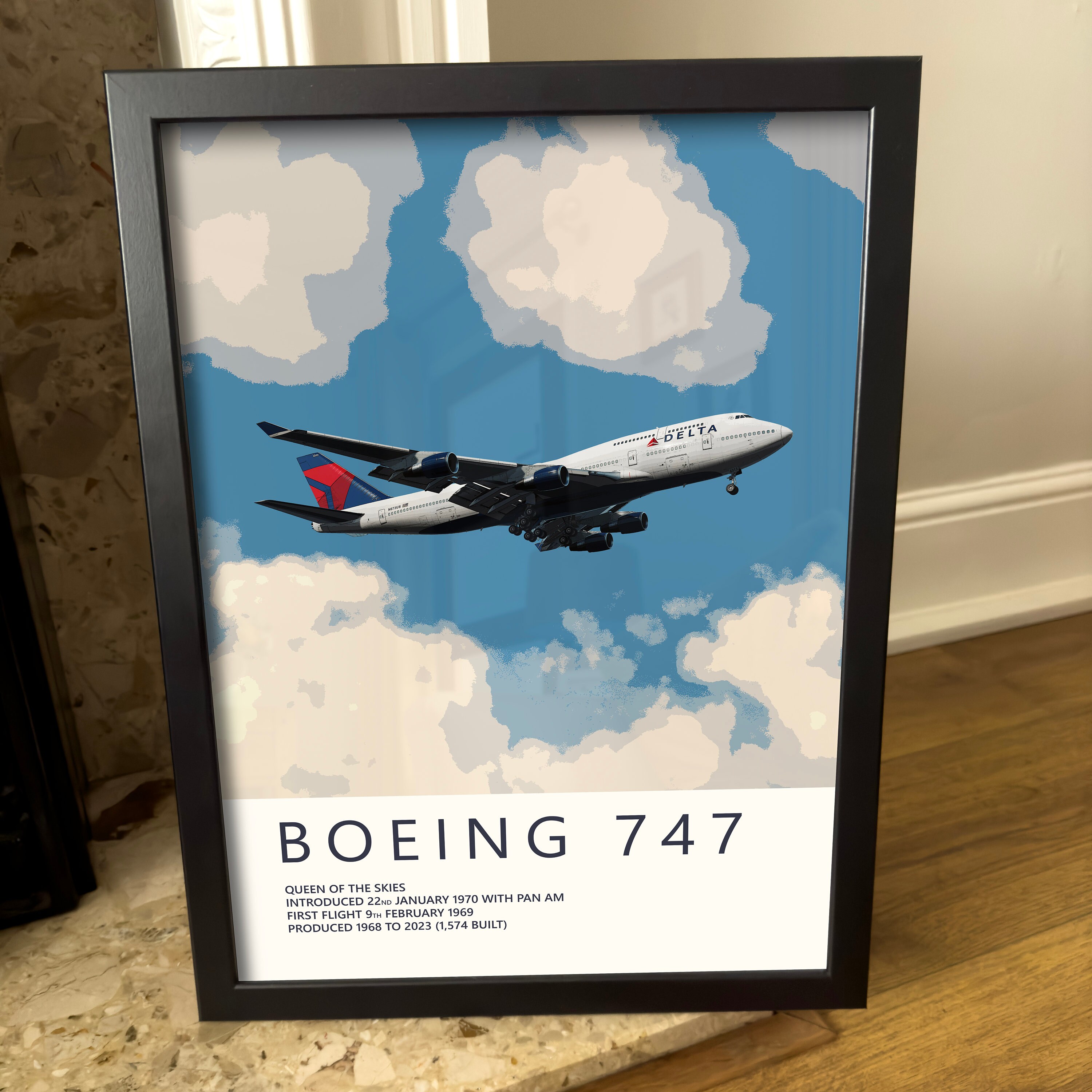 Delta Air Lines Boeing 747 Poster - Fine Aviation Artwork - Airplane ...