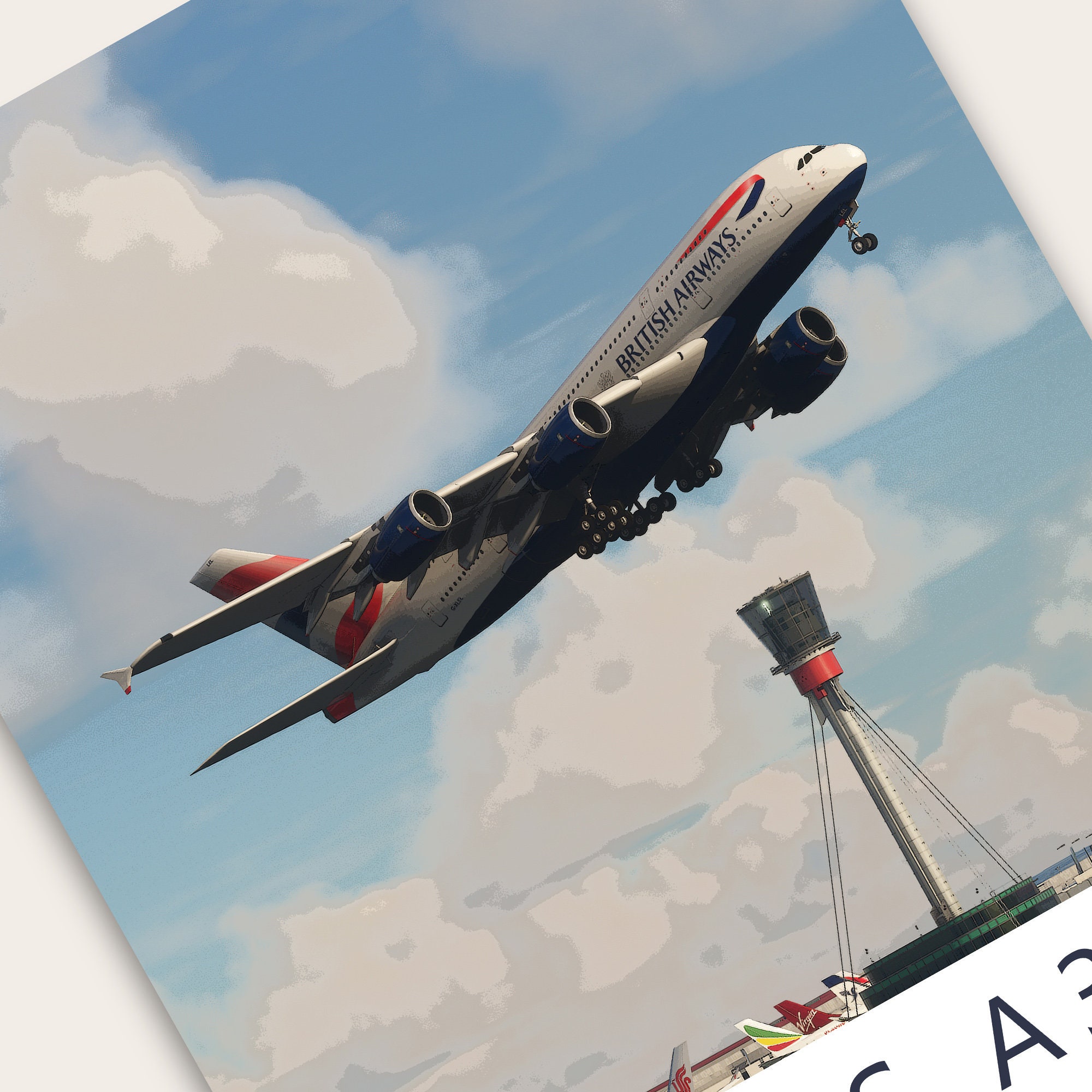 British Airways Airbus A380 Poster - Heathrow - Plane Art for Aviation ...