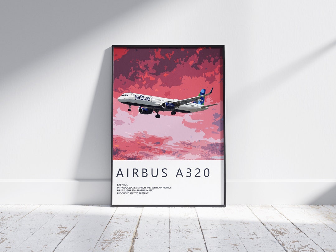 Jetblue Airbus A320 Poster, Gift for Pilot, Aviation Poster, Aviation ...