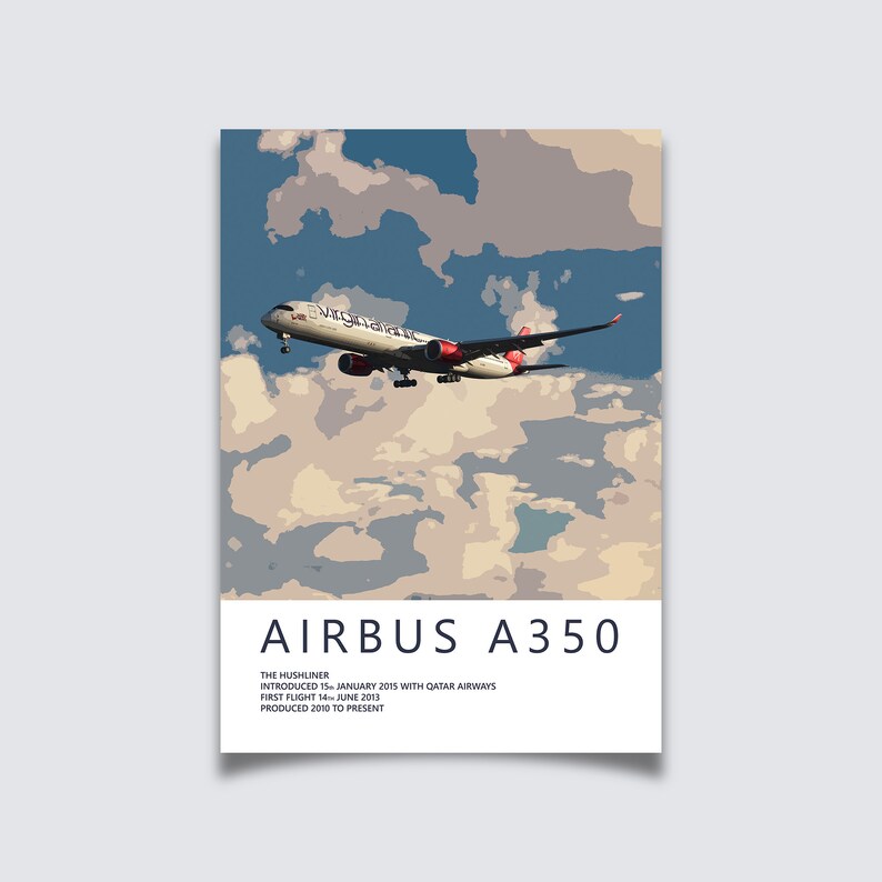 Virgin Atlantic Airbus A350 Poster Aviation Art & Pilot Gifts Airline ...