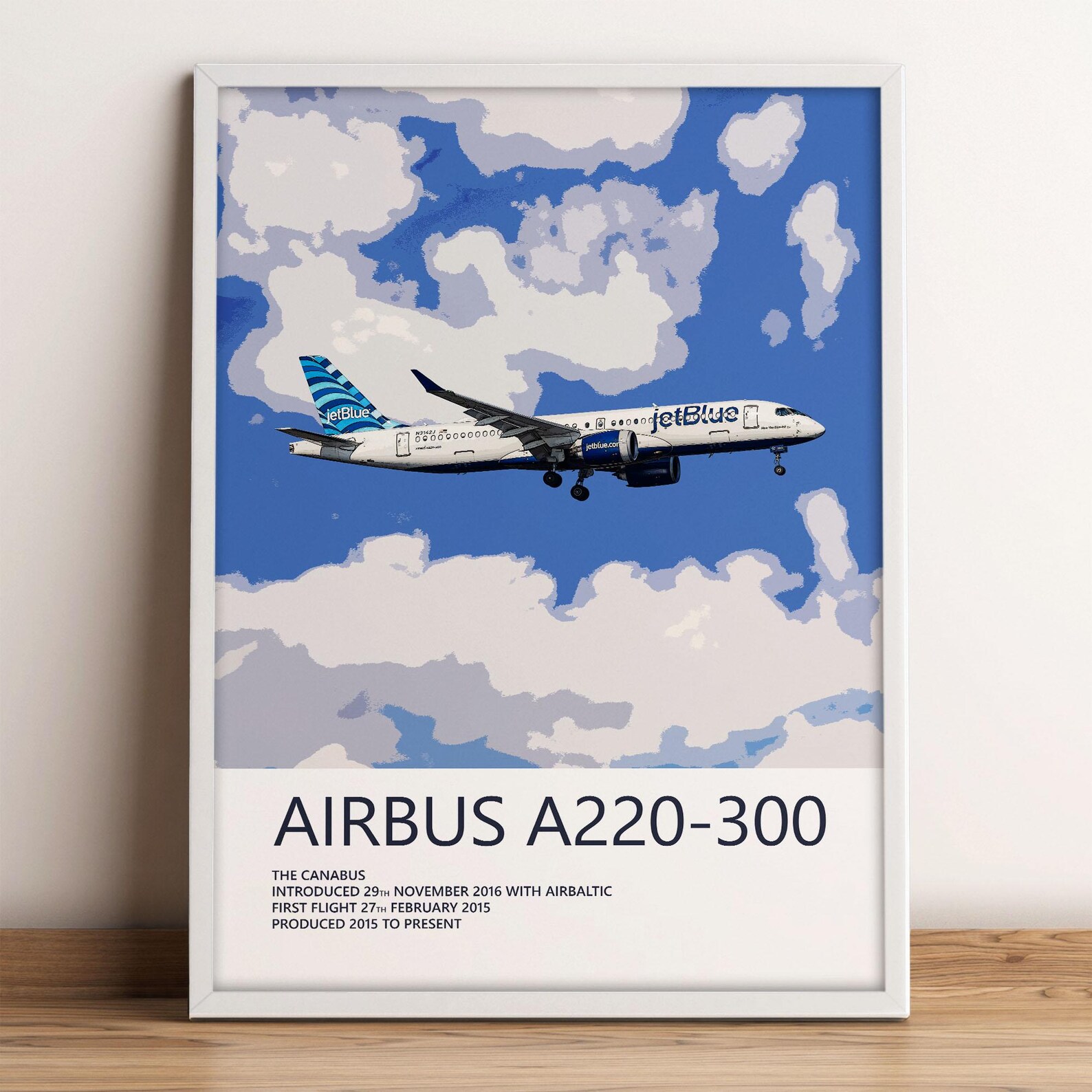 Jetblue Airbus A220 Poster | Detailed Aviation Art Print | Civil ...