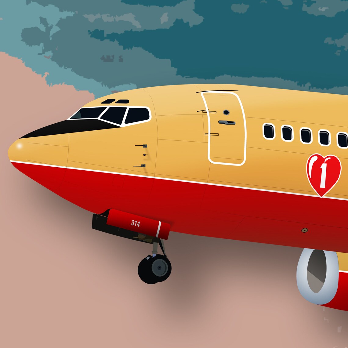 Southwest Boeing 737 Poster Boeing Artwork Gift for Pilot - Etsy