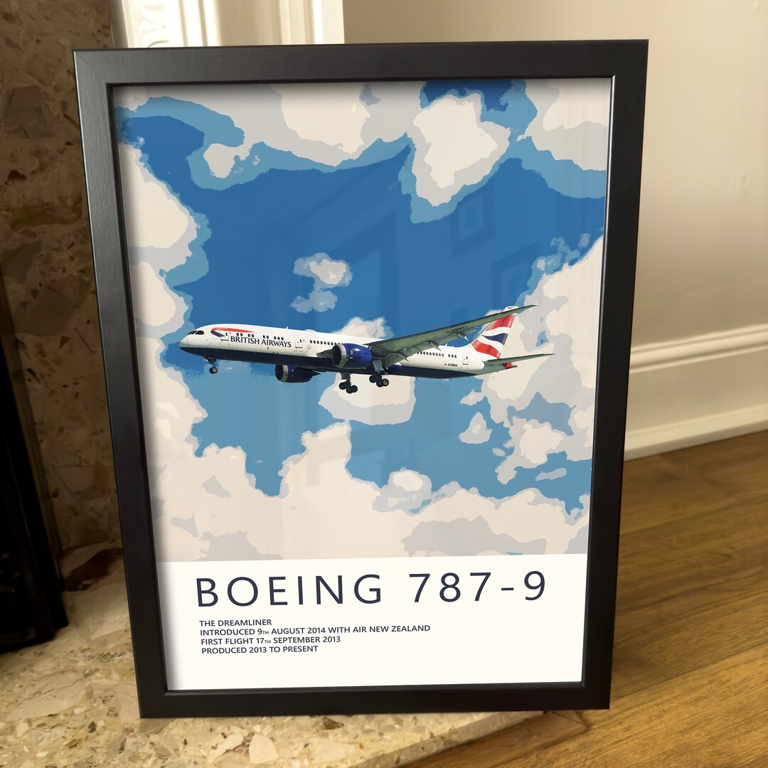 British Airways Boeing 787 Poster Fine Aviation Artwork Airplane ...
