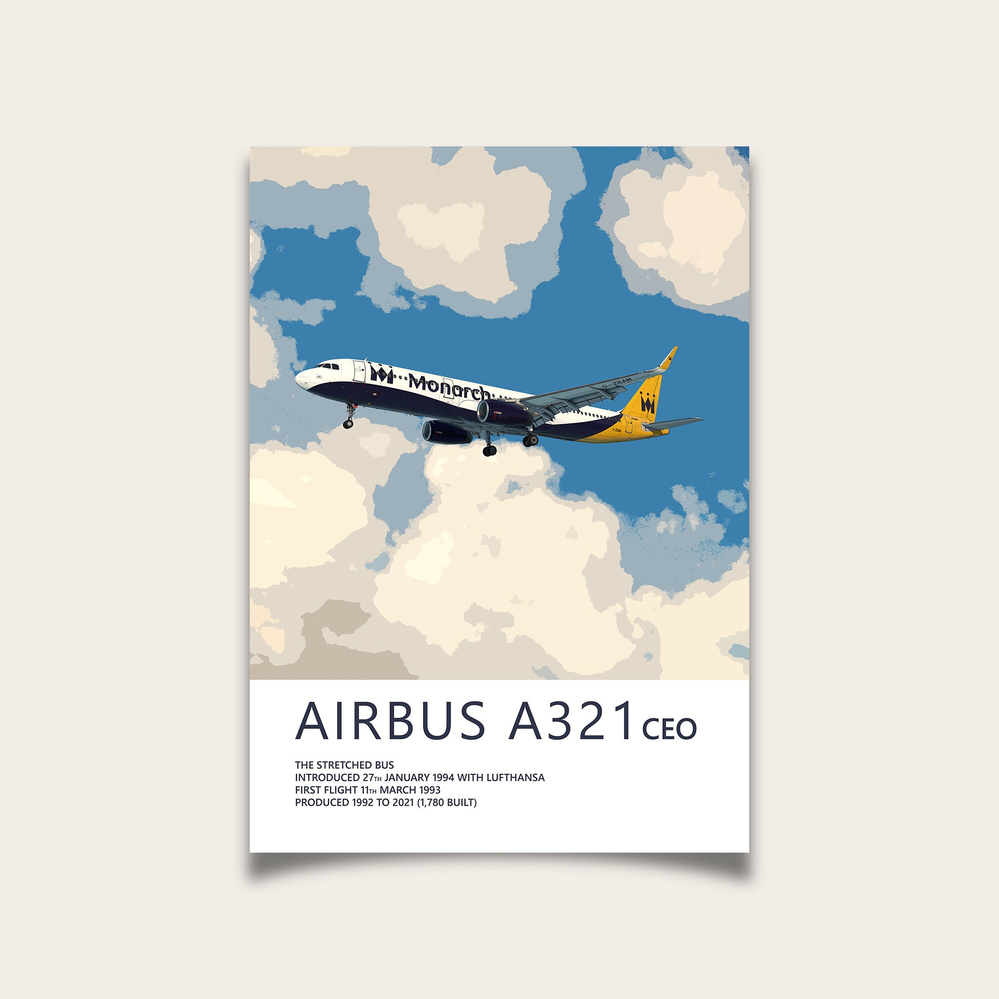 Monarch Airbus A321 Poster - Plane Art for Aviation Enthusiasts & Pilot ...