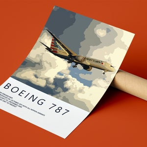 American Airlines Boeing 787 Poster, Gift for Pilot, Aviation Poster ...