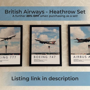 British Airways Airbus A380 Poster - Heathrow - Plane Art for Aviation ...