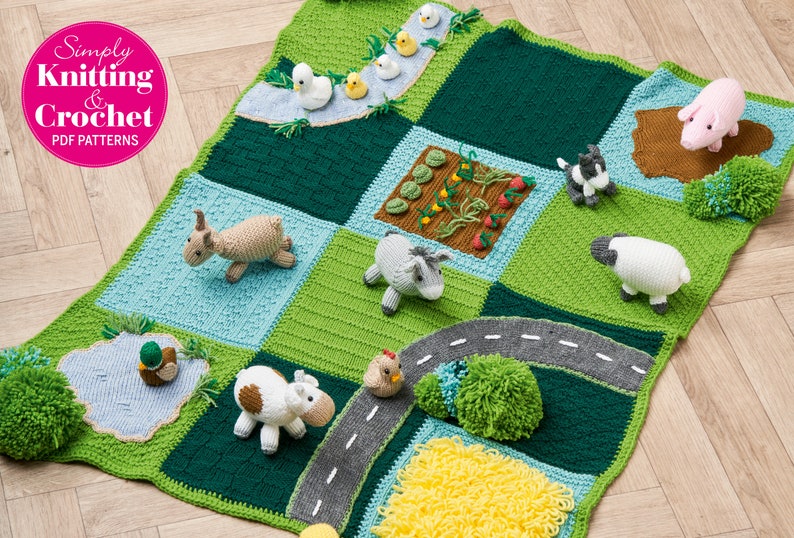 KNITTED Farmyard Blanket Pattern PDF Download New Baby Gift Toddler ...