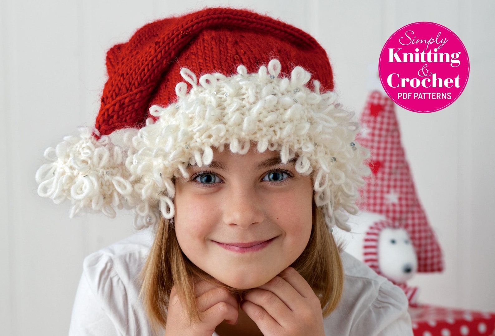 Santa Hat Knitting Pattern: Sequined Loopy Cuff (PDF Download) - Etsy