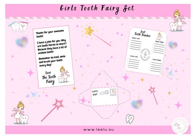 Printable Mini Tooth Fairy Letters With Envelope, Lost Tooth Chart ...