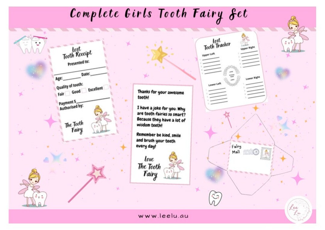 Printable Mini Tooth Fairy Set With Envelope, Tooth Fairy Letters ...