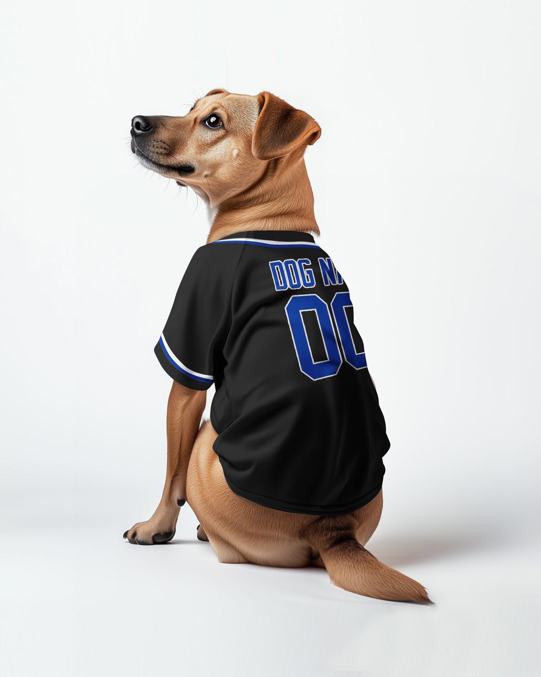 Custom Black Dog Baseball Jersey – Personalized Pet Shirt With Blue 3D ...