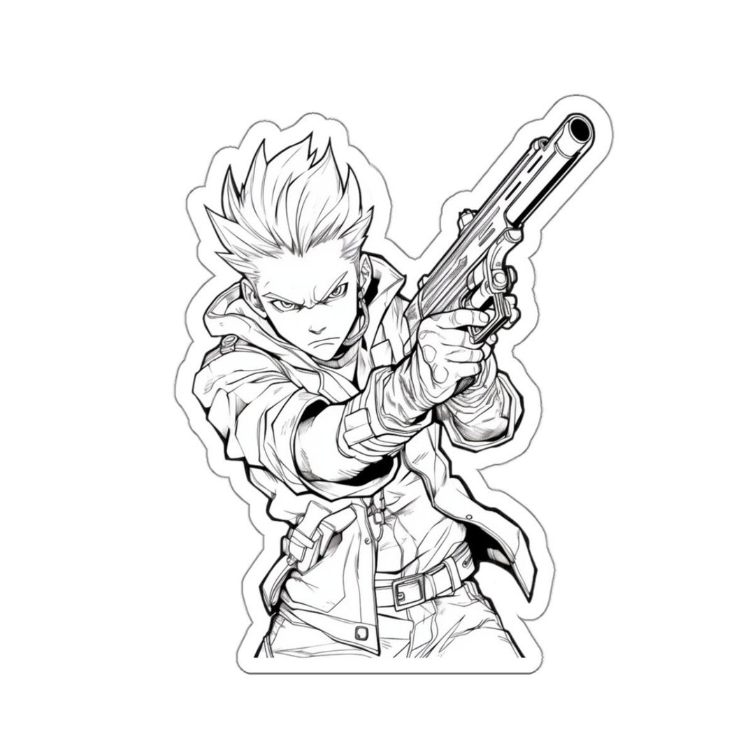 Cool Black and White Anime Gun Play Sticker Trigun Style Ideal for Car ...