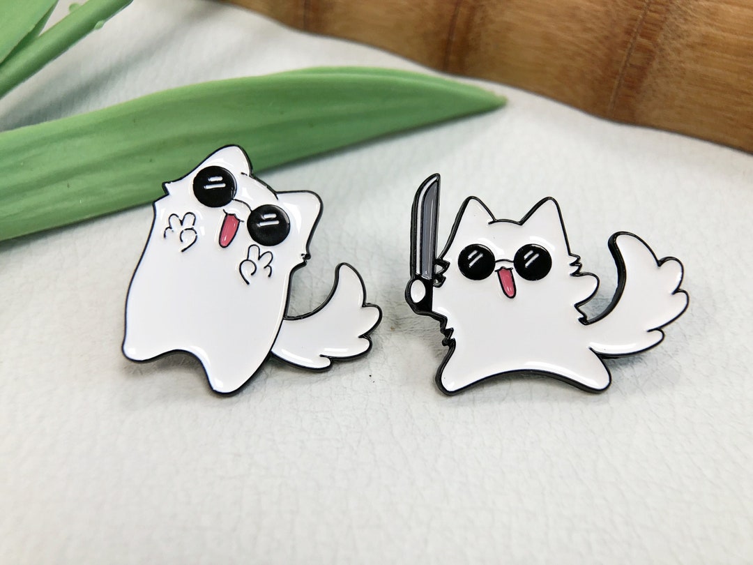 Cute White Cat Enamel Pin Set Kawaii Animal Pins Hard Enamel - Etsy