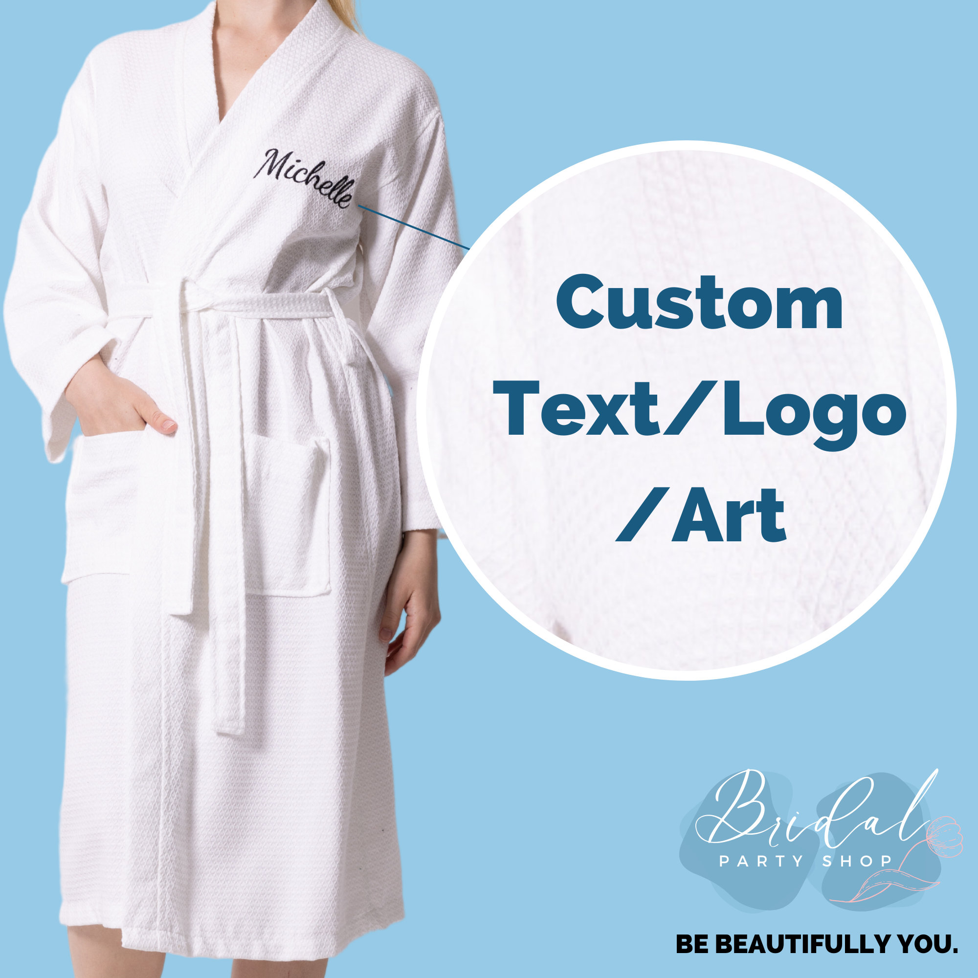 Custom Embroidered 100% Cotton Waffle Diamond Robe, Personalized ...
