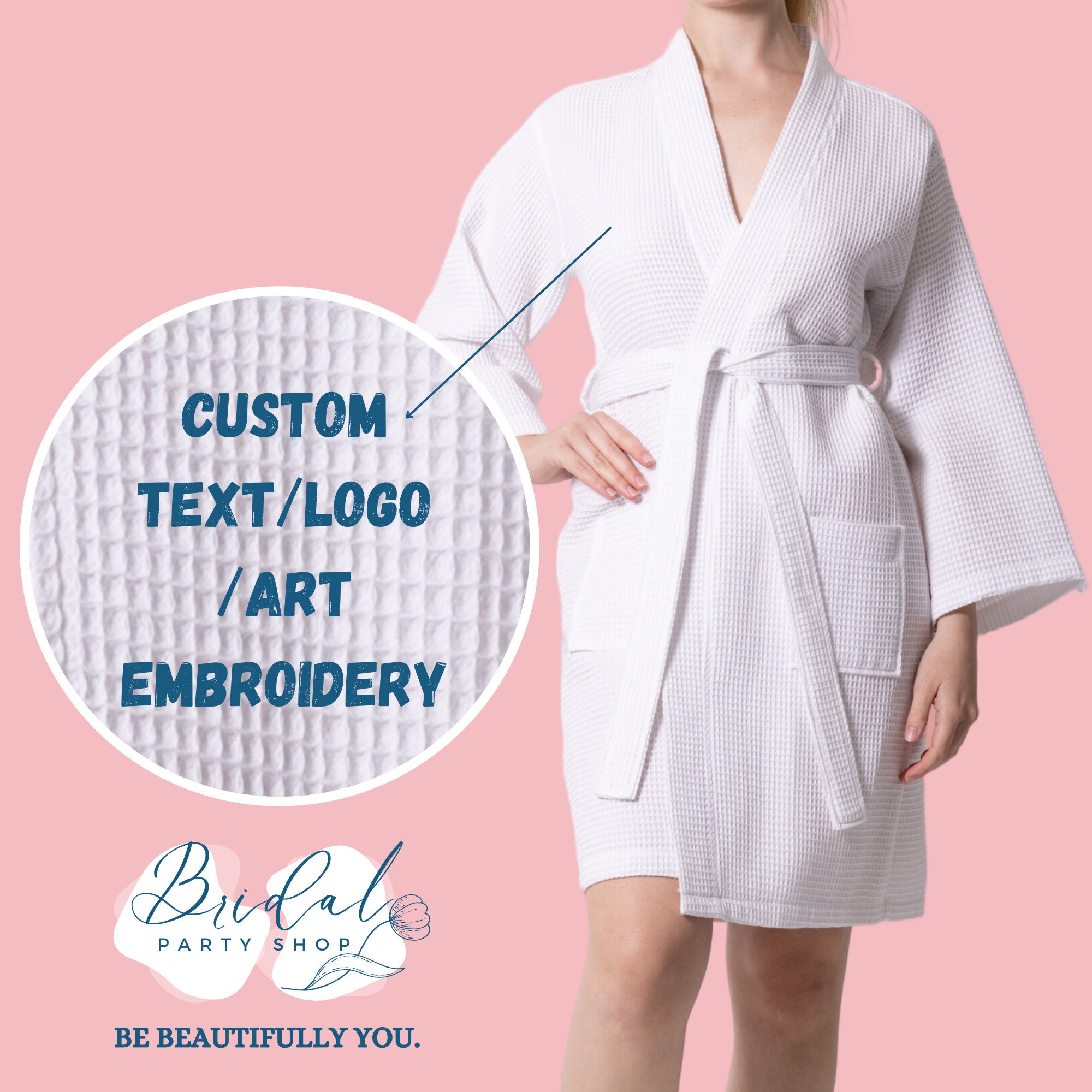 Personalized Waffle Robe, Custom Embroidered Robe, Knee-length, Cotton ...