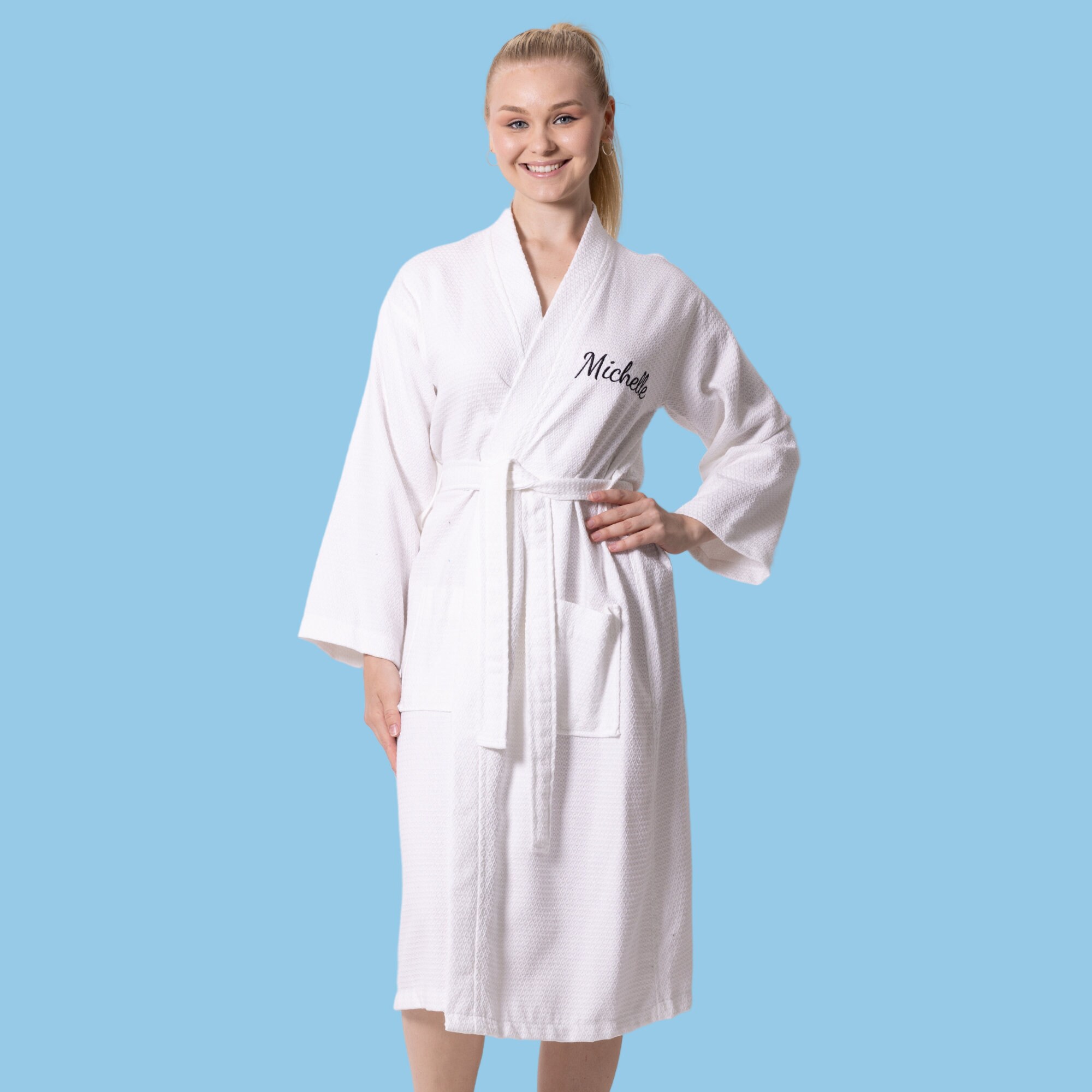 Custom Embroidered 100% Cotton Waffle Diamond Robe, Personalized ...