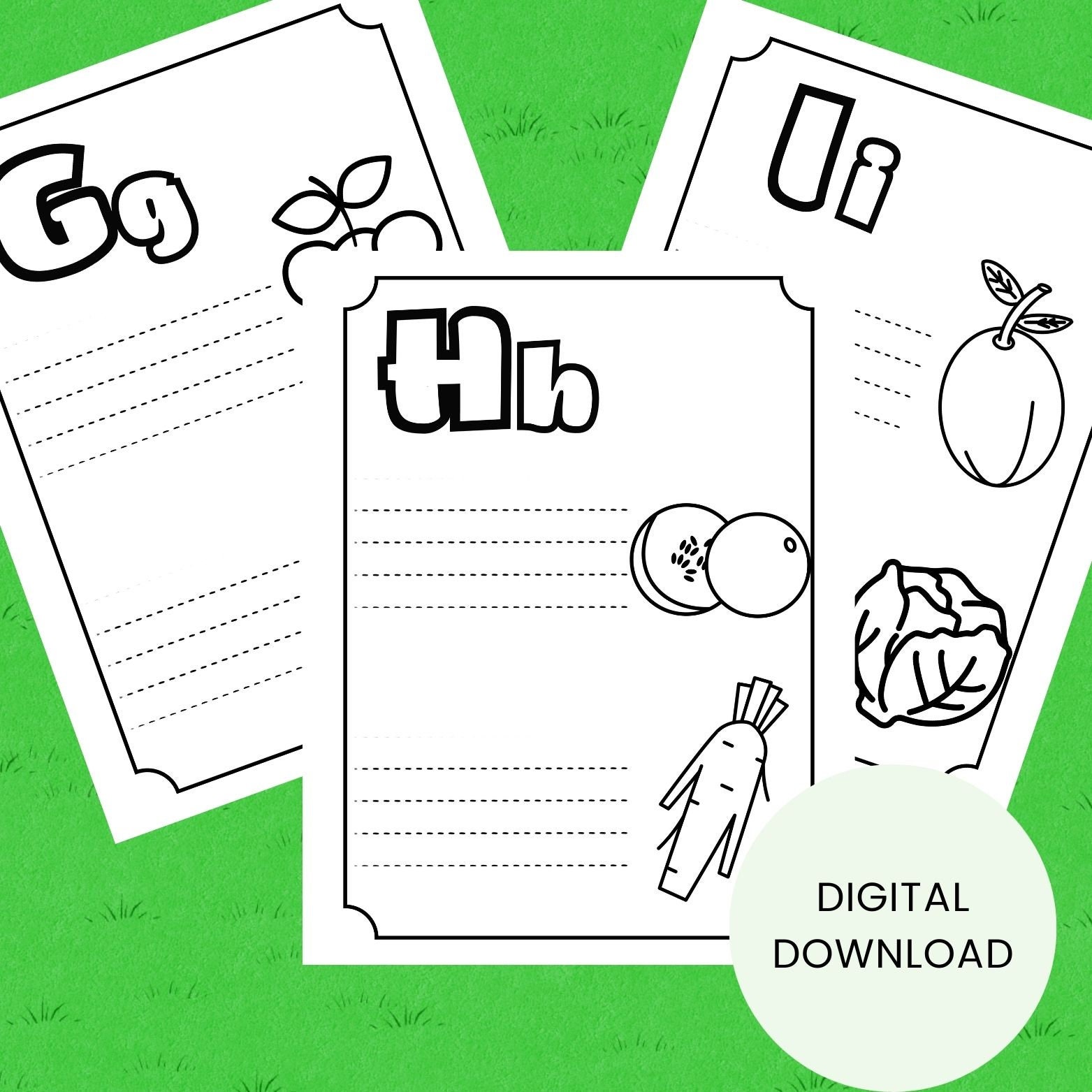 Printable Alphabet Coloring Pages, Fruits and Vegetables Coloring ...