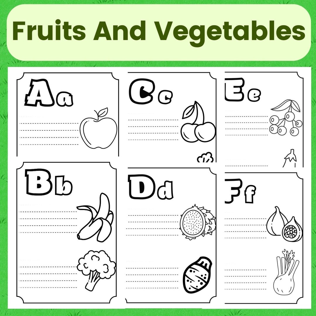 Printable Alphabet Coloring Pages, Fruits and Vegetables Coloring ...