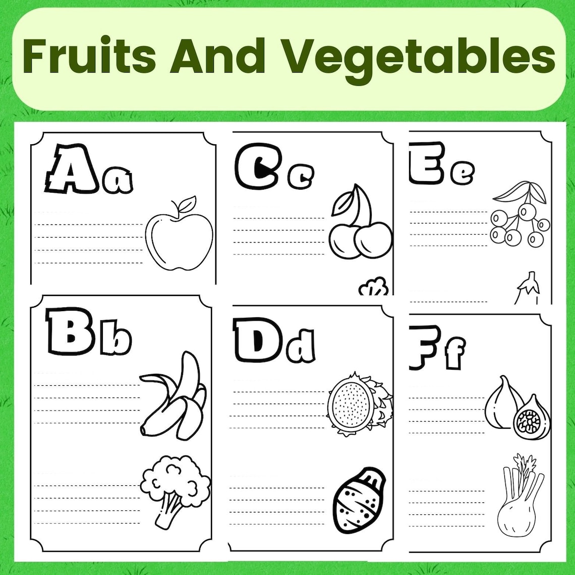 Printable Alphabet Coloring Pages, Fruits and Vegetables Coloring ...