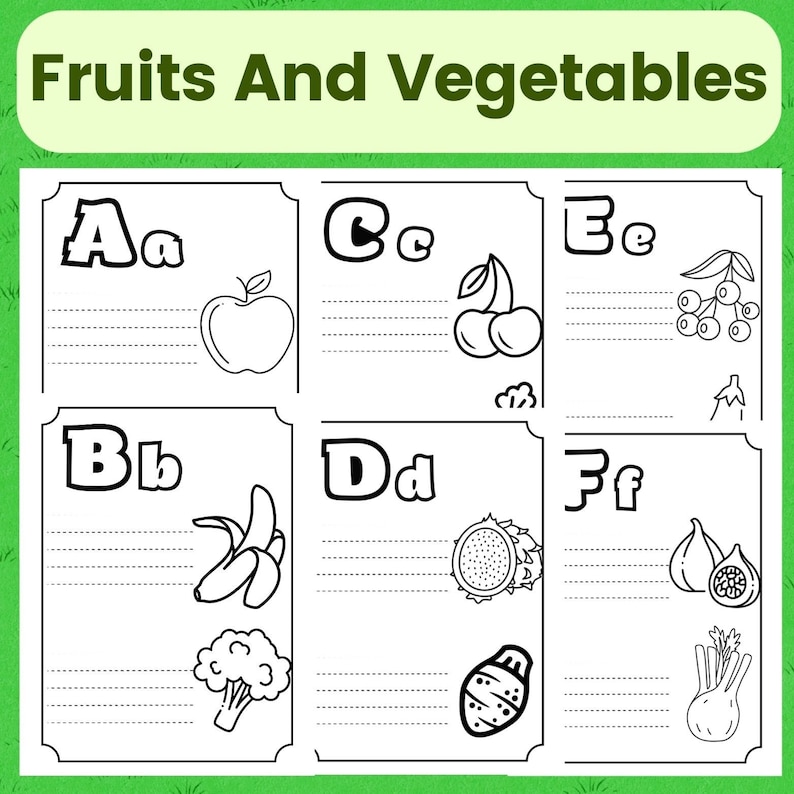 Printable Alphabet Coloring Pages, Fruits and Vegetables Coloring ...