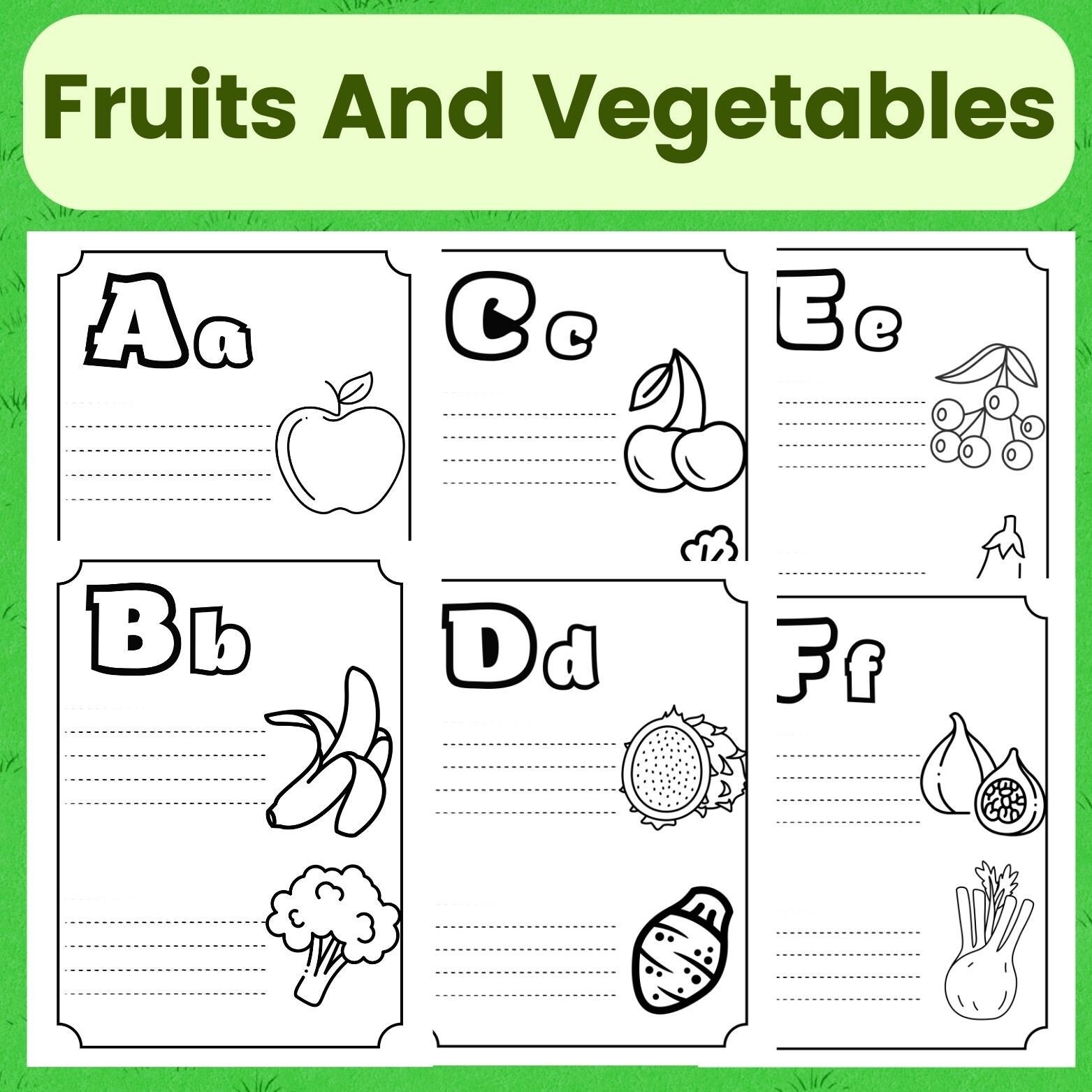 Printable Alphabet Coloring Pages, Fruits and Vegetables Coloring ...