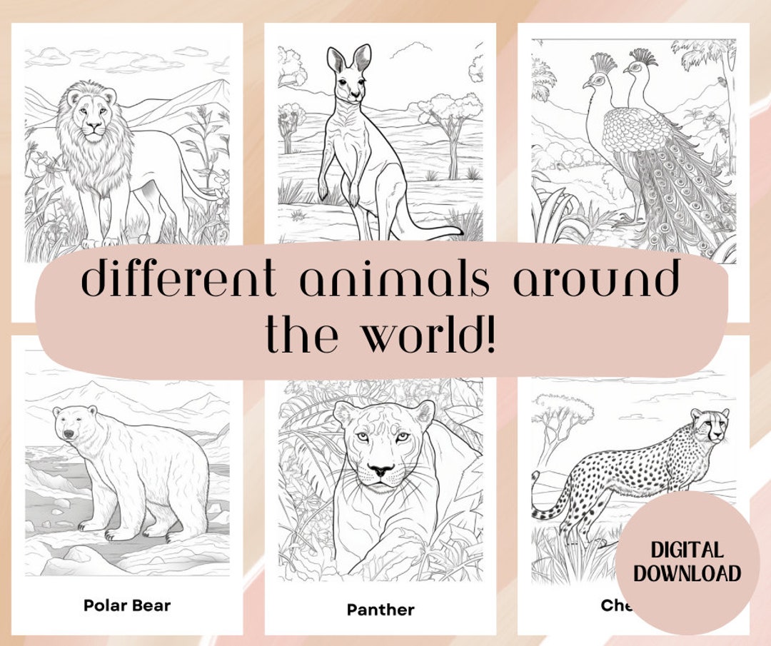 Printable Animal Coloring Pages for Children, Animals Around the World ...