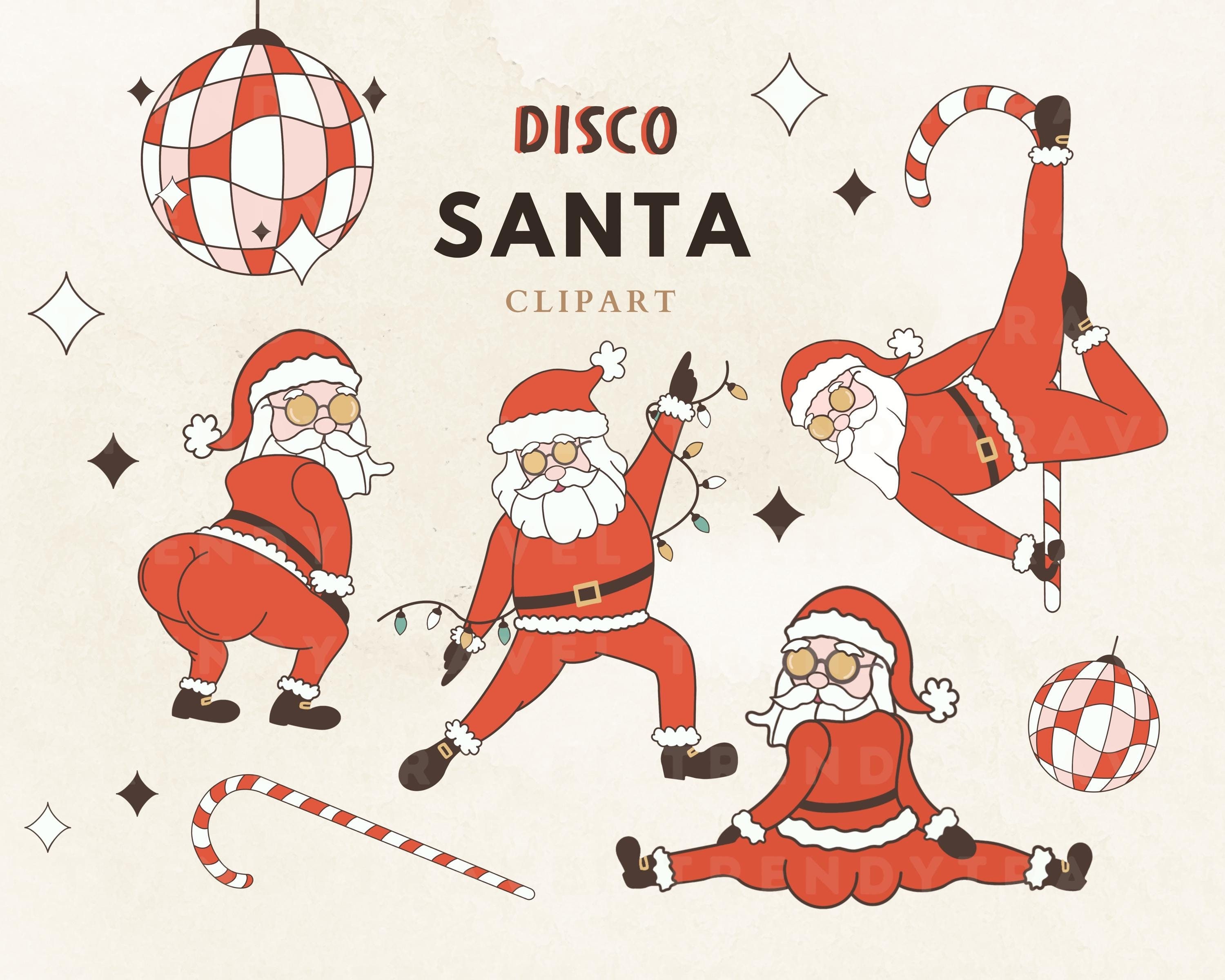 Disco Santa Clipart, Santa Claus Png, Christmas Clipart, North Pole ...