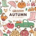 Groovy Retro Autumn Clipart, Fall Clipart, Autumn Png, Thanksgiving Png ...